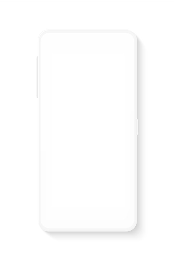 White smartphone mockup. Realistic blank mobile phone templa