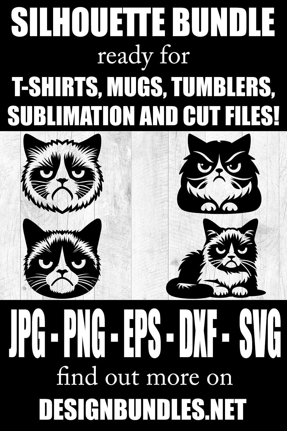 Grumpy Cat Silhouettes SVG EPS PNG (3208071)