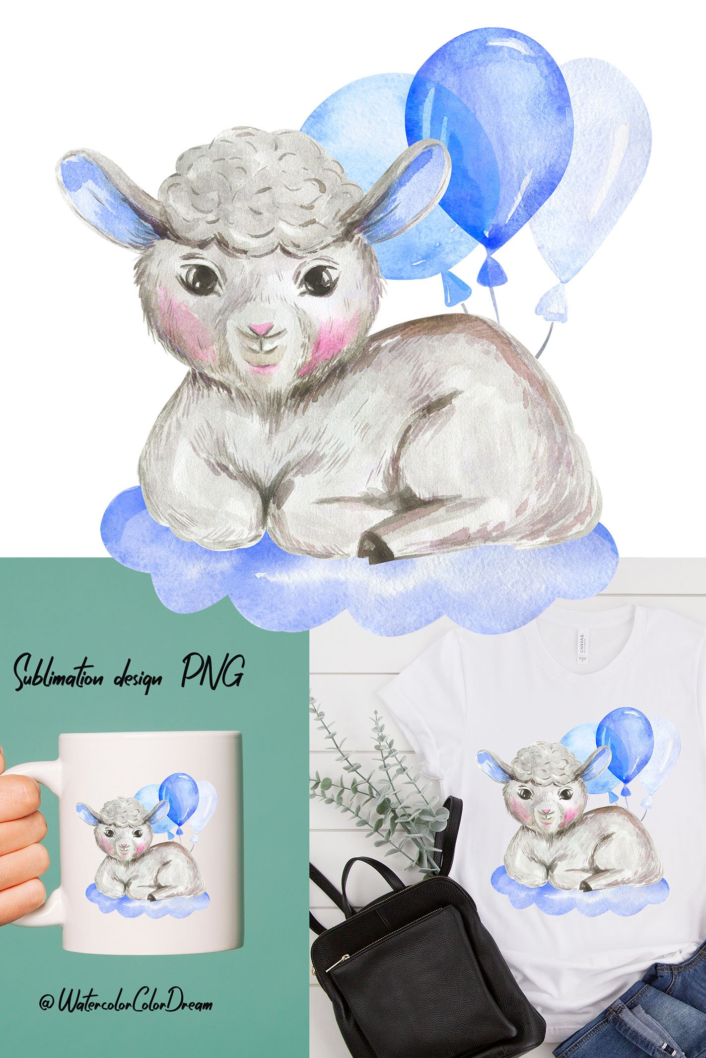 Baby boy Lamb Sublimation design