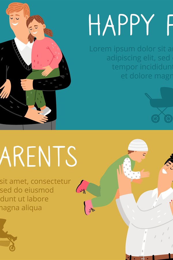 Happy family banners set