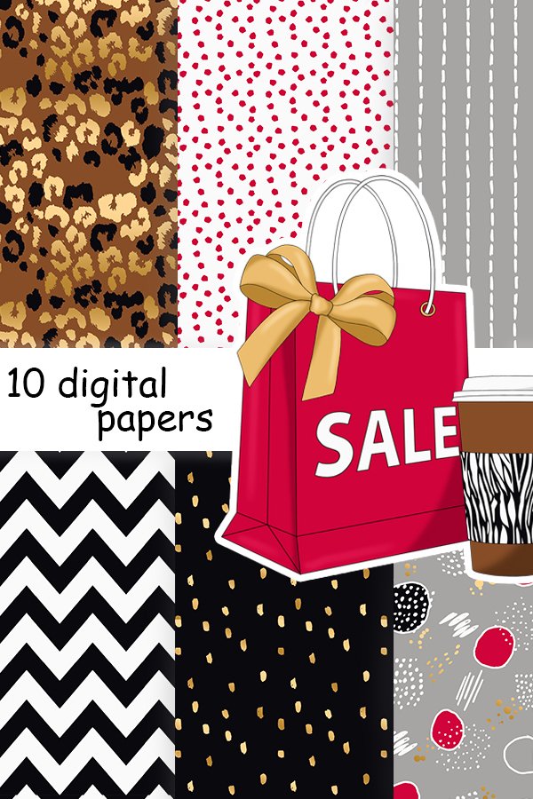 Shopping PATTERN Sale Digital Paper For Weekly Sticker JPEG