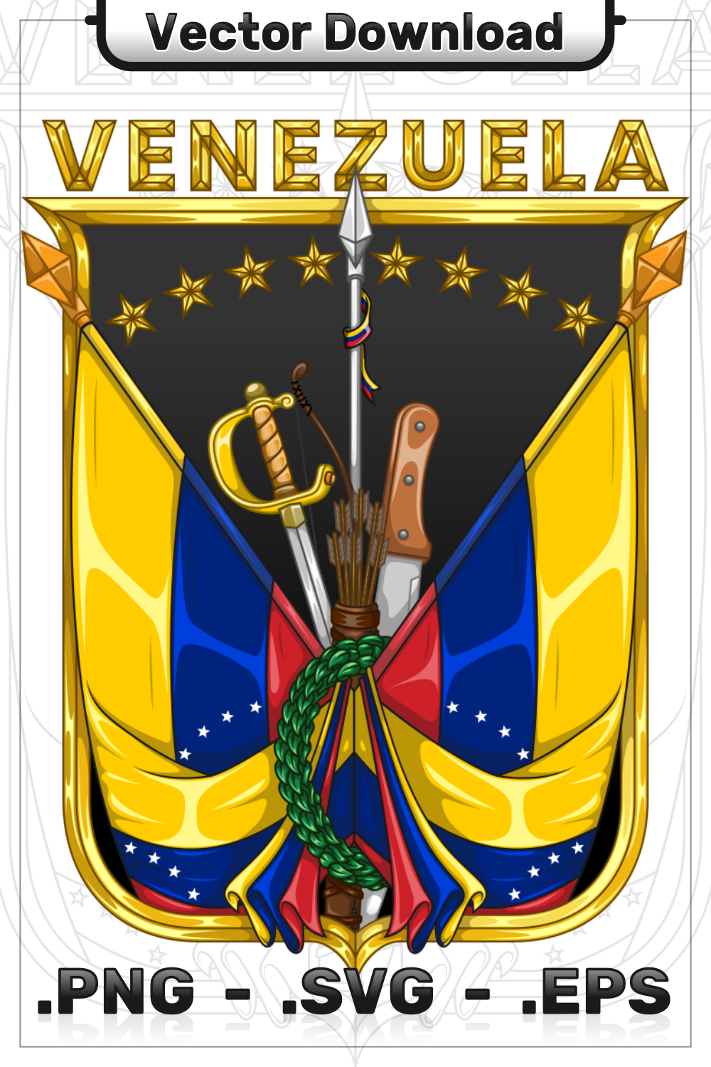 Flags Of Venezuela With Framed Weapons