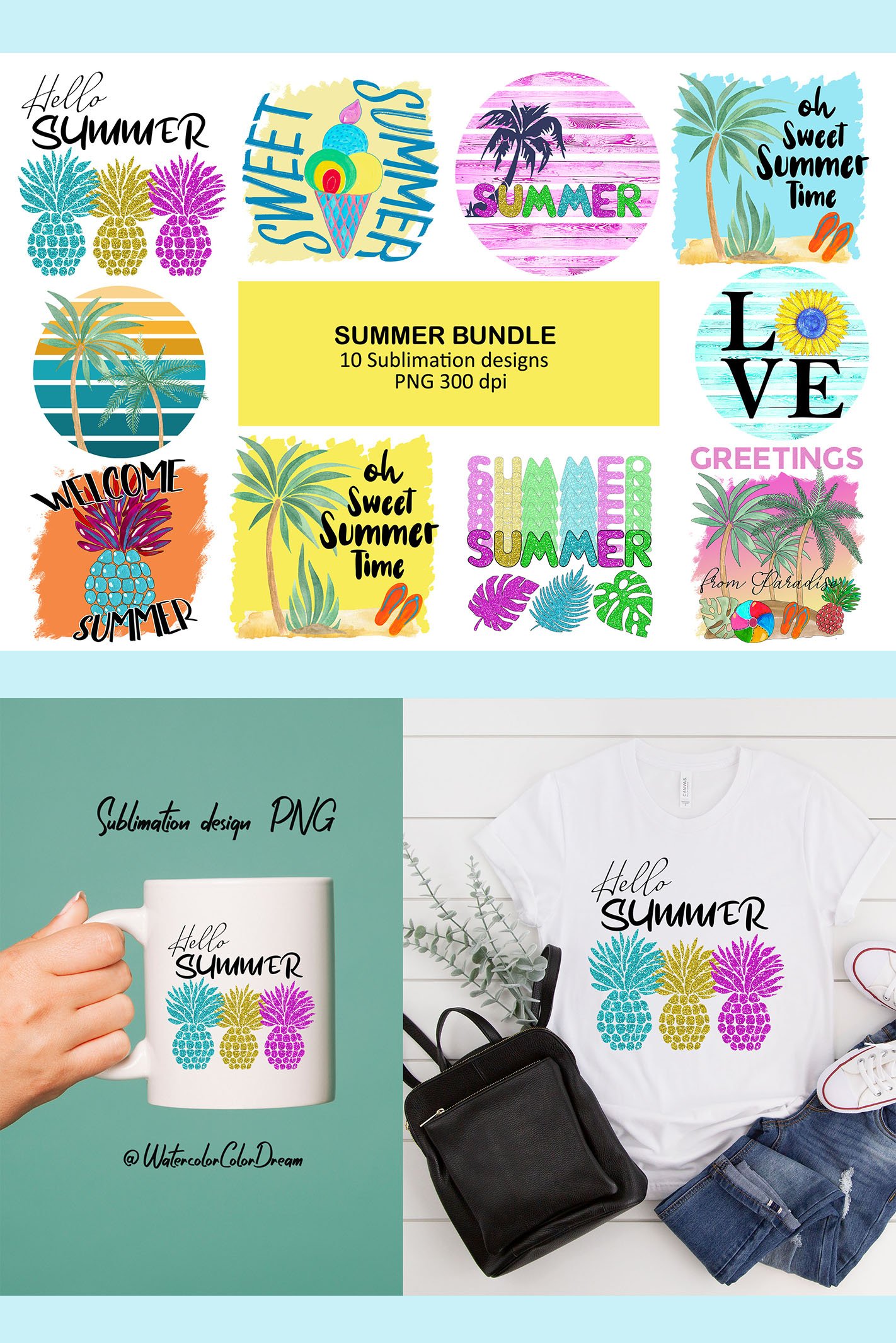 Summer Tropical Sublimation Design Bundle