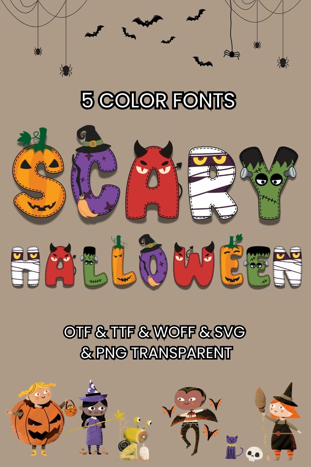 Scary Halloween - 5 Color fonts