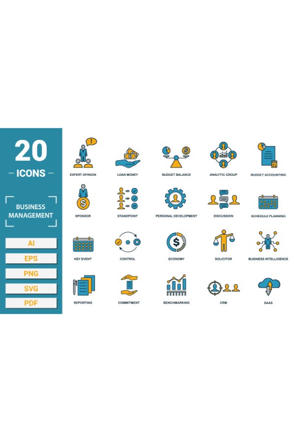 Business management icon vector set in SVG, PNG, (1256802)