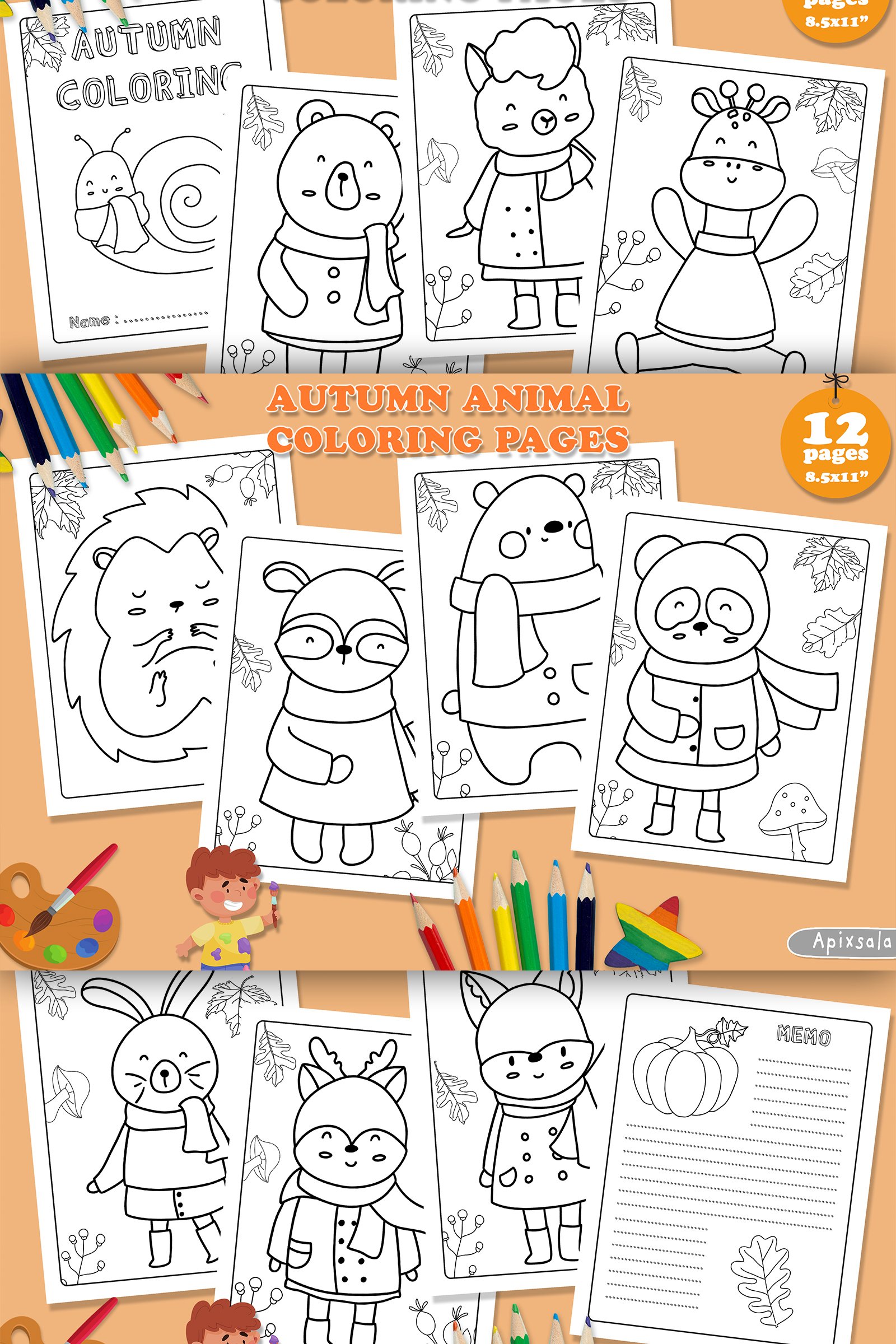 Autumn Animal Kids coloring pages | kids coloring pages