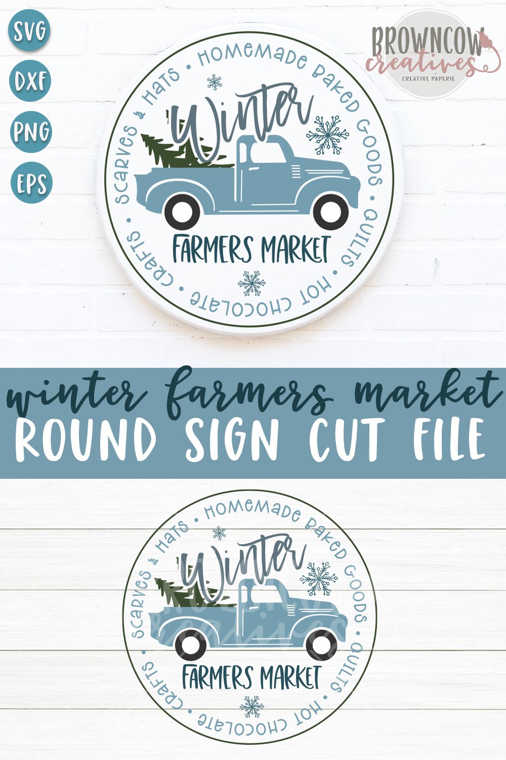 Winter Farmers Market Round Sign Cut File