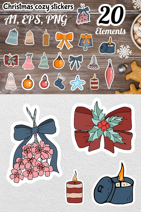 Vector Big Bundle Christmas Stickers graphics Digital!