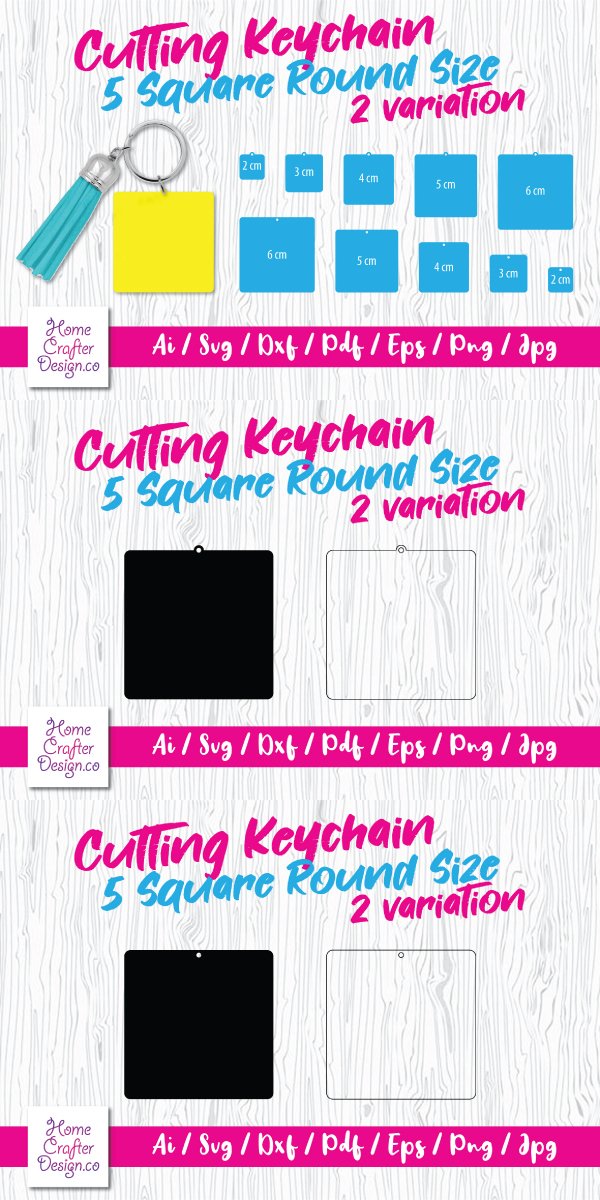 Cutting Keychain - 5 Square Round Size (1317219)