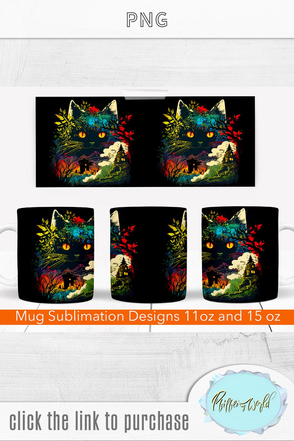 Halloween Cat mug Wrap