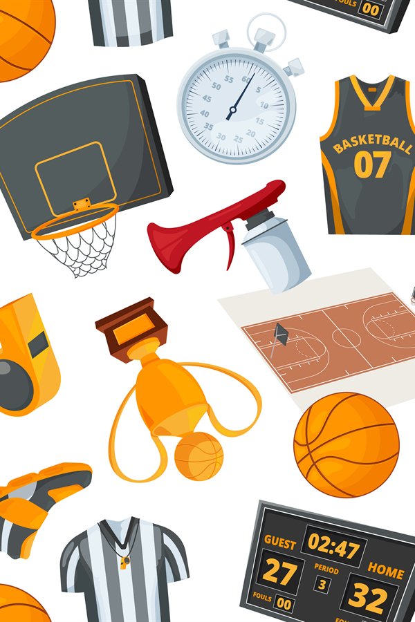 Vector seamless pattern at basketball theme. Illustrations i