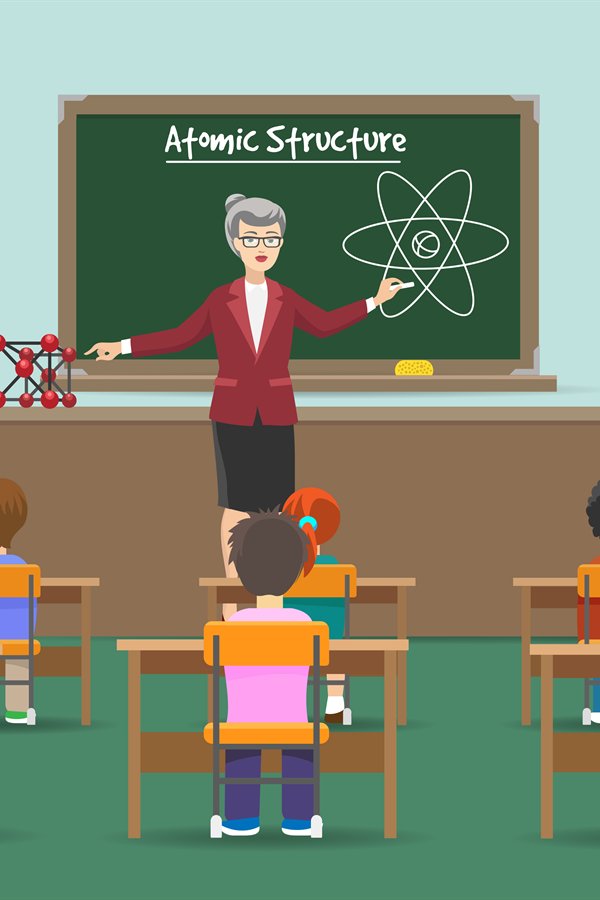 Physics lesson with kids in classroom