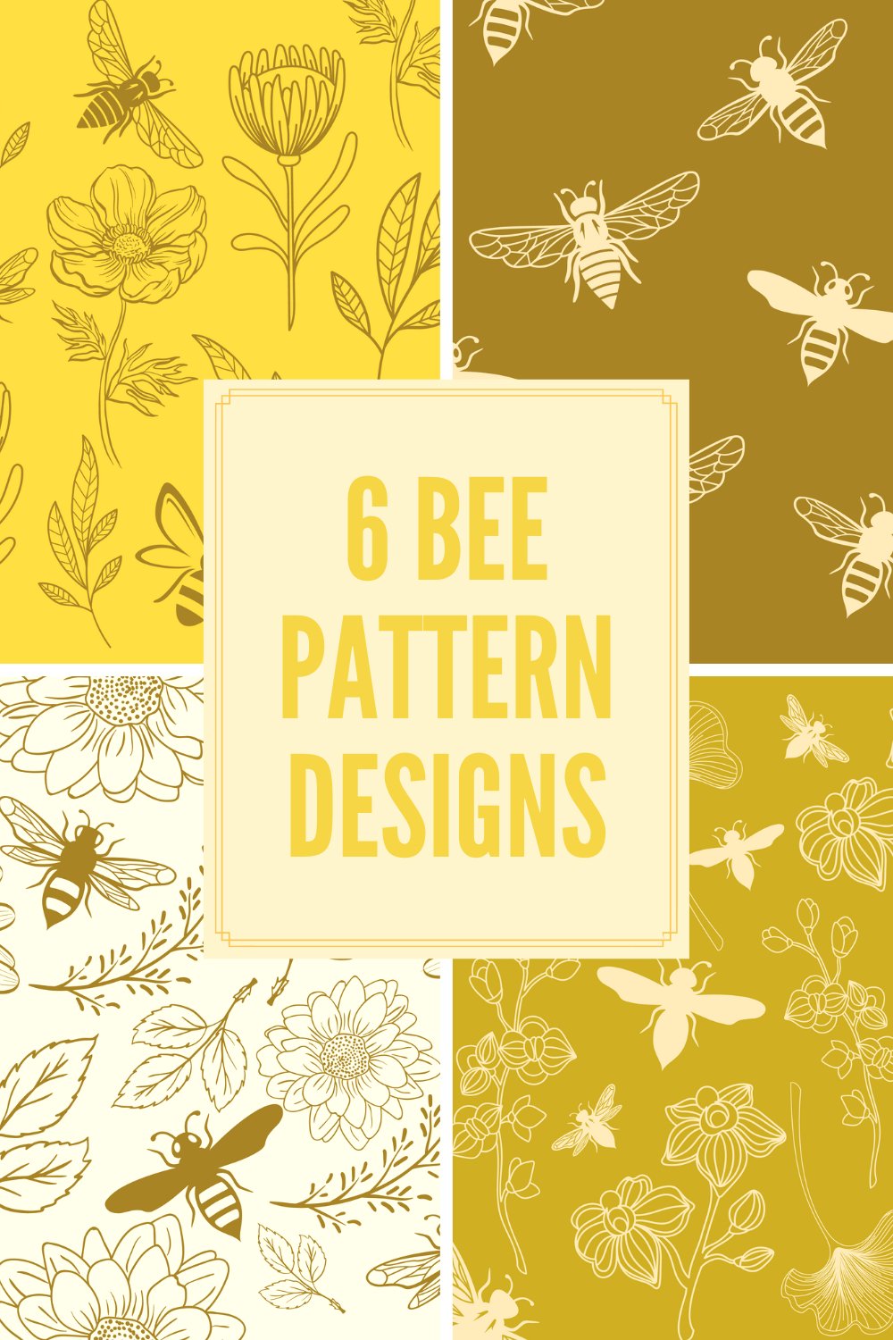 Cute bee seamless pattern fairy digital paper set art decor