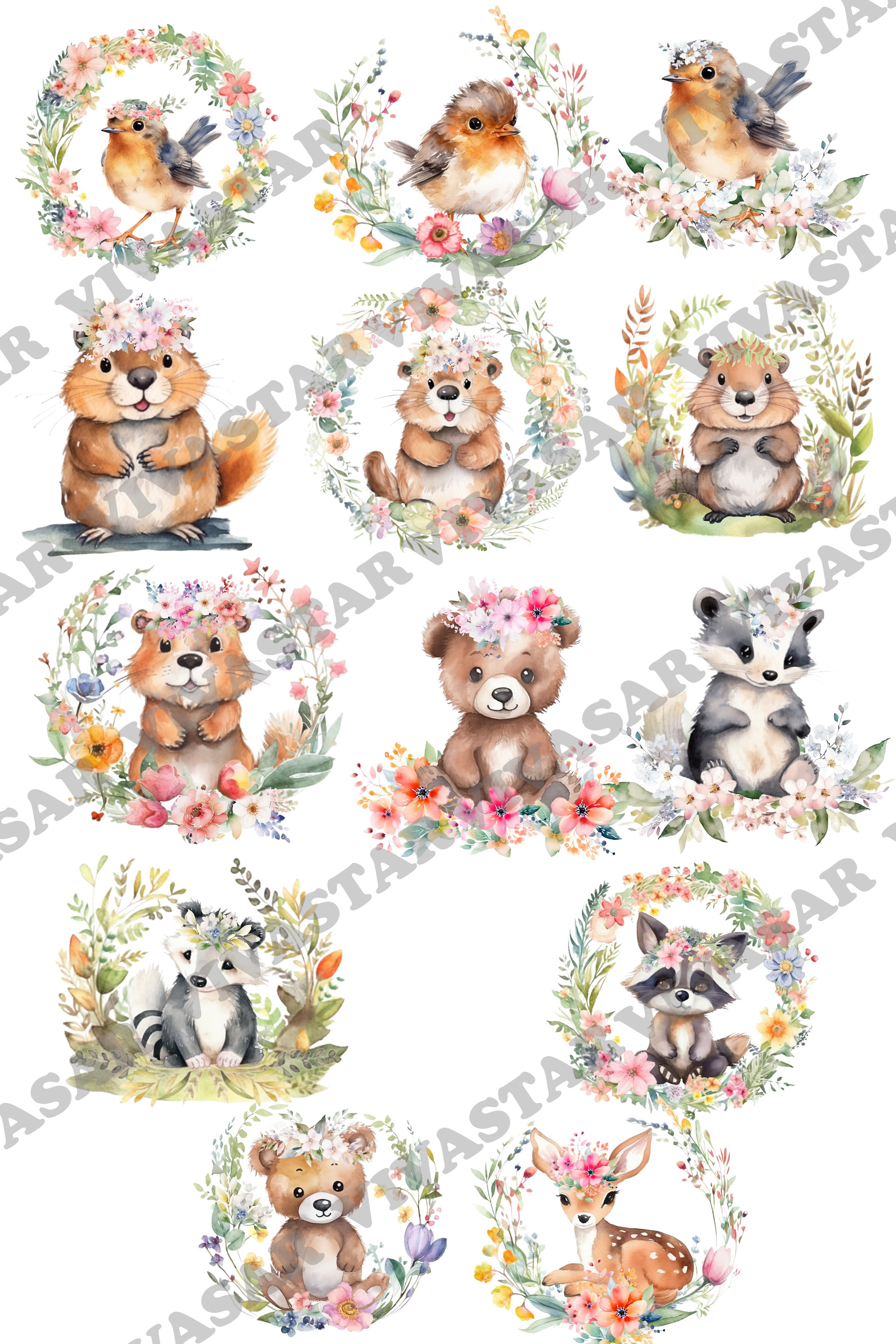 Woodland animals watercolor clipart Forest Animals (2656319)