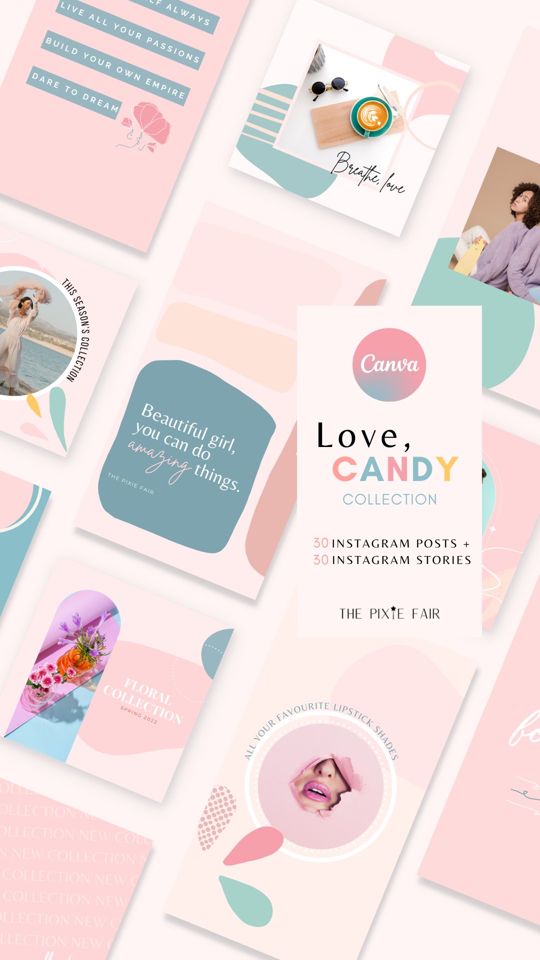 Love, Candy - Canva Instagram Post and Story Bundle Template