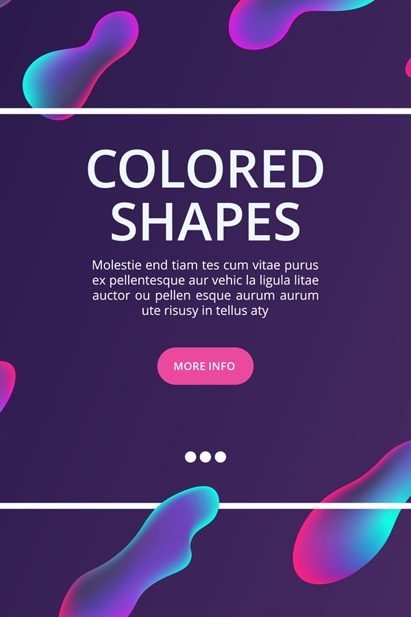 Colored shapes web page. Vector liquid structures home page