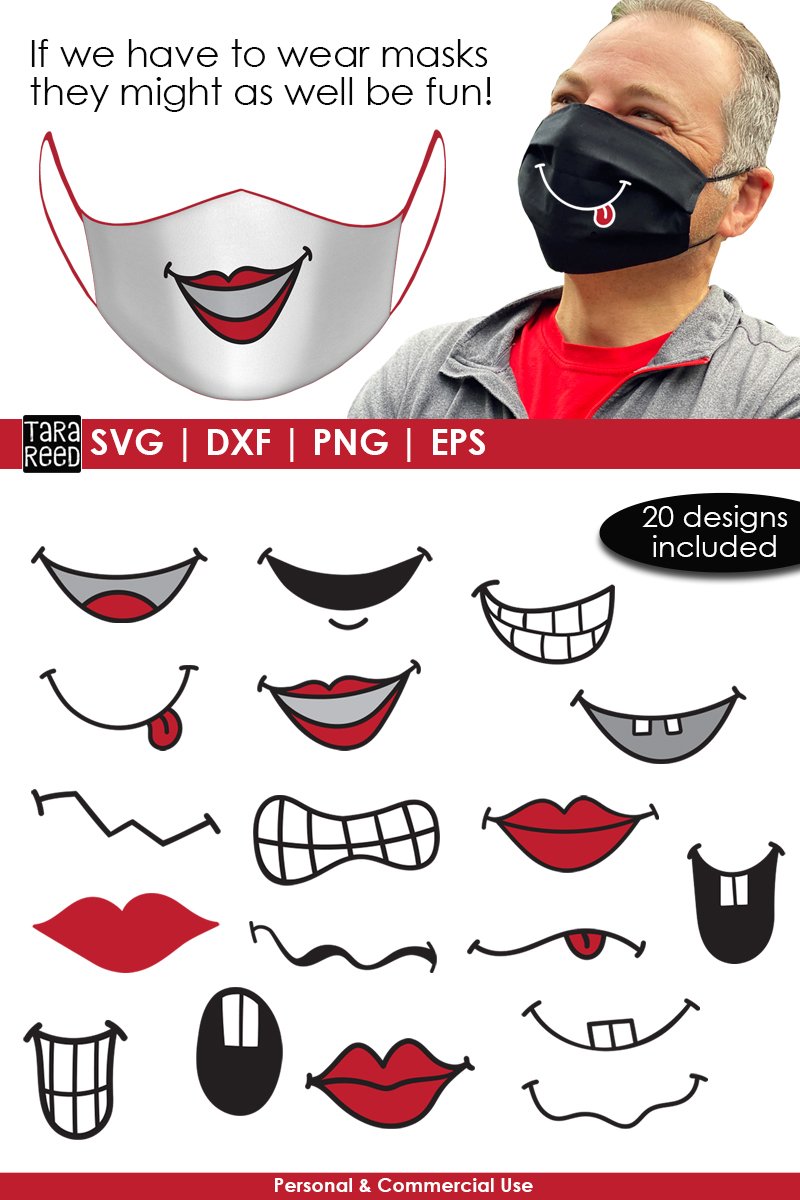 Silly Smile Face Mask Designs - SVG and Cut Files