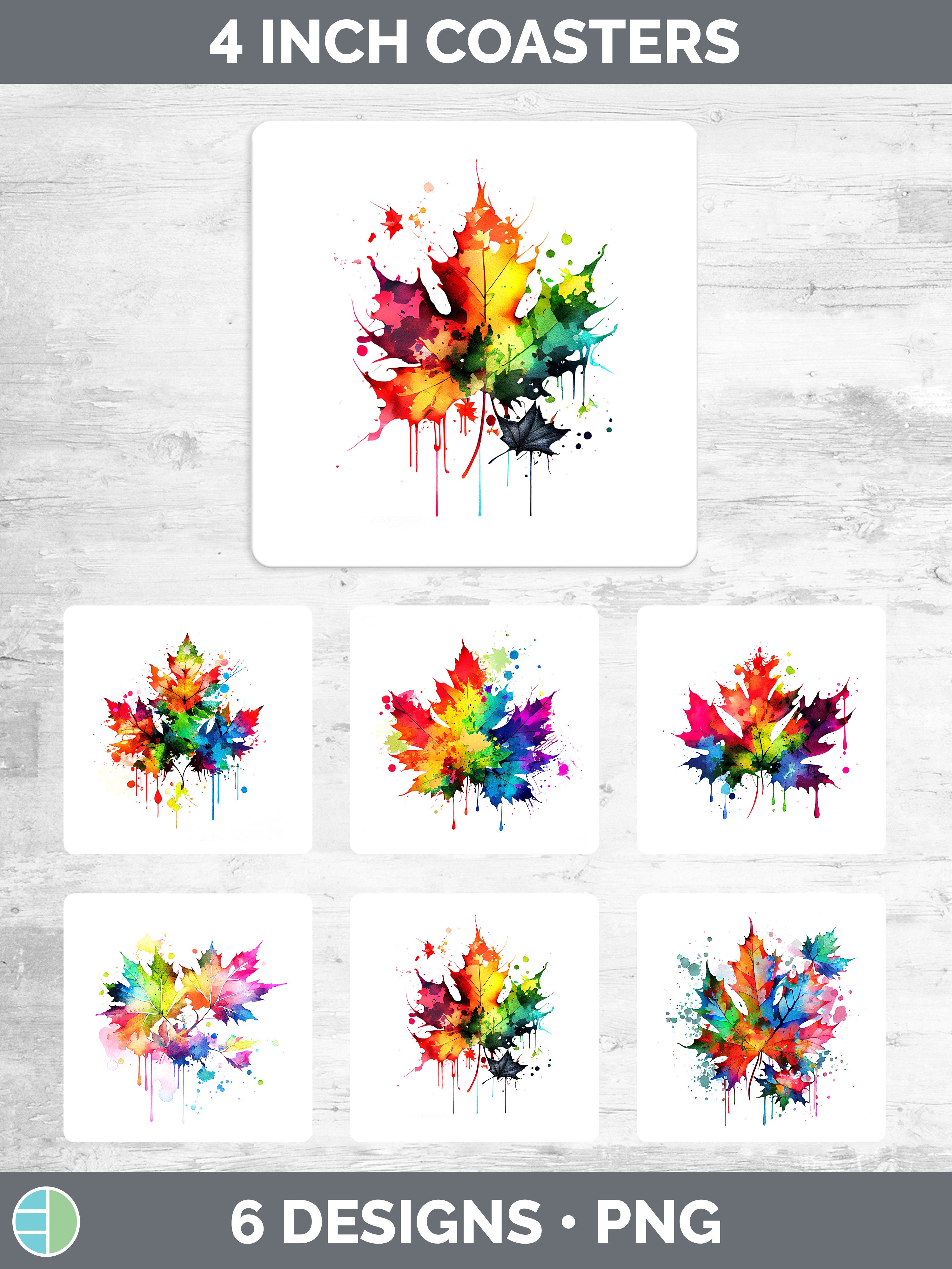 Rainbow Maple Leaves Square Coaster | Sublimation Coaster De