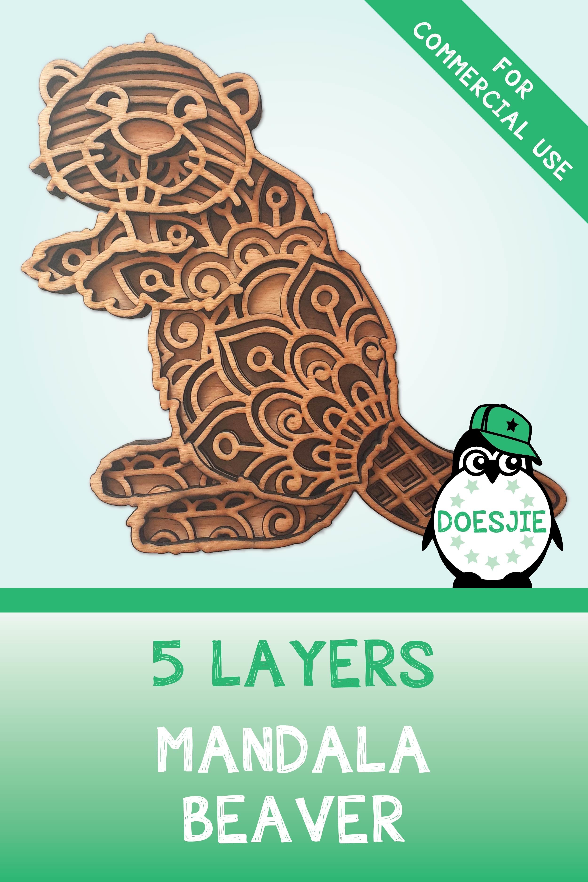 Cute beaver SVG Glowforge 3d Multi layer mandala