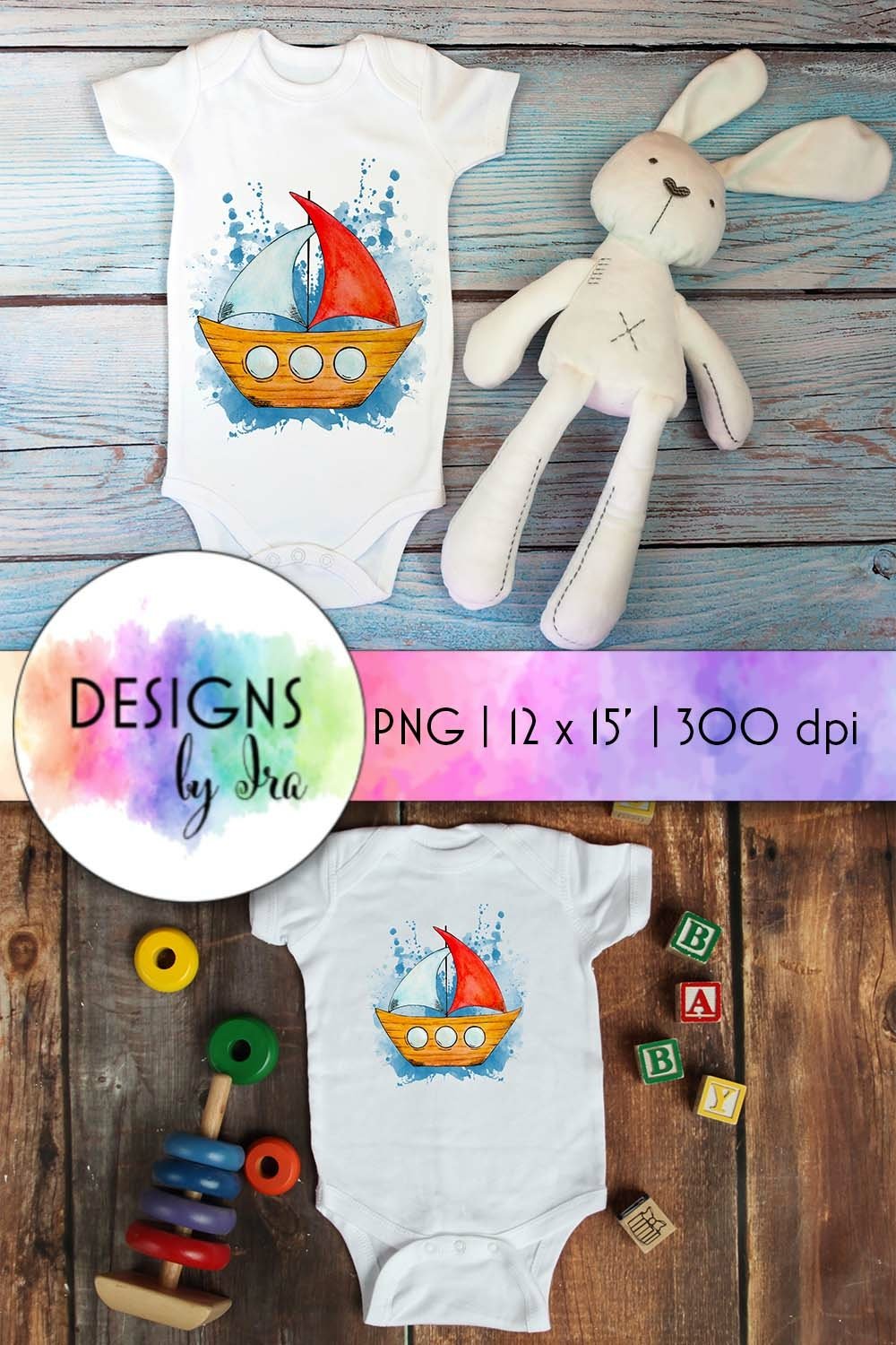 Boat Sublimation | Watercolor Boat | Bodysuit Design