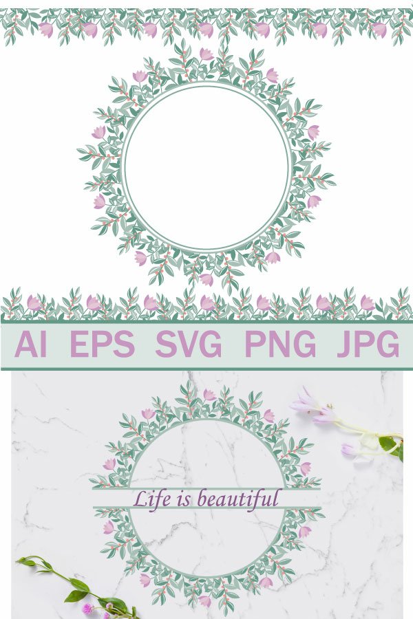 Round delicate flower frame