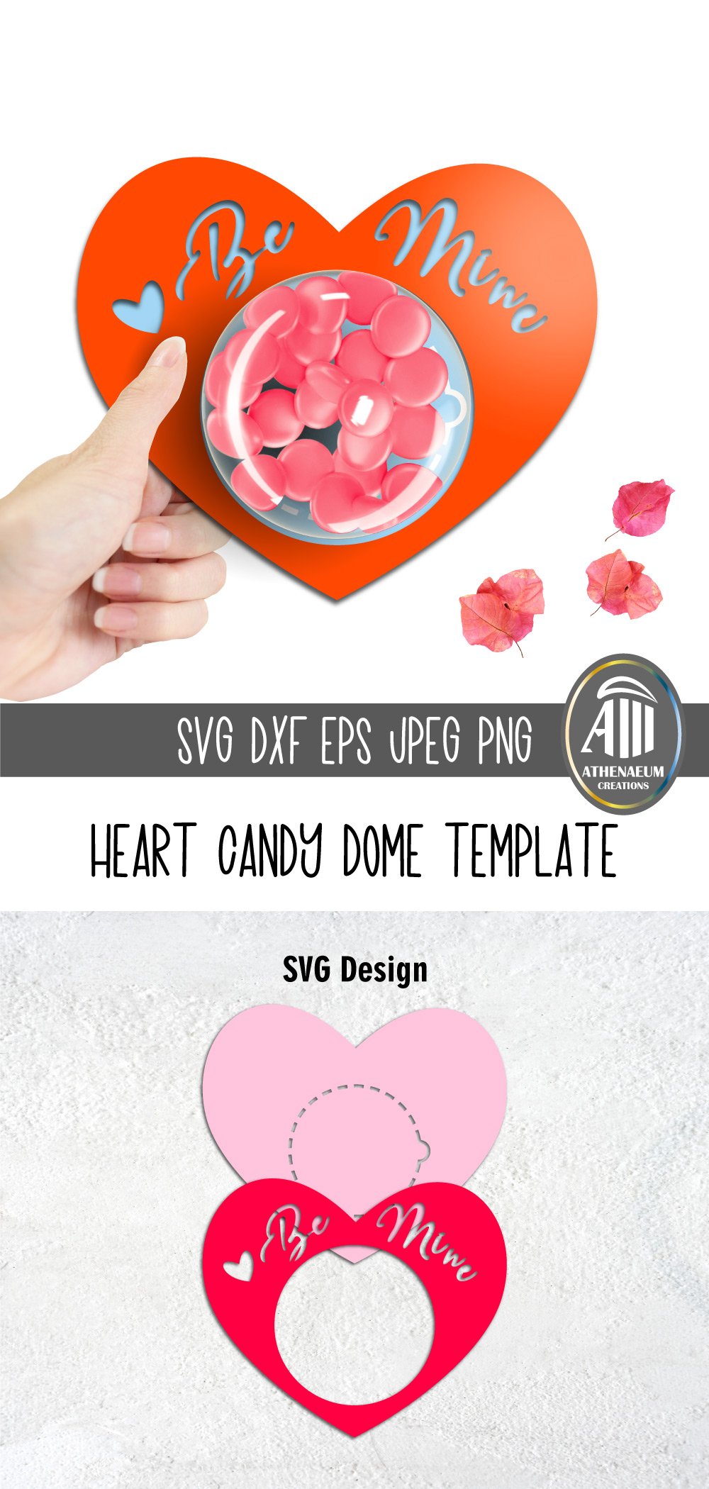 Candy Dome Template| Heart Candy Dome SVG| Be Mine SVG