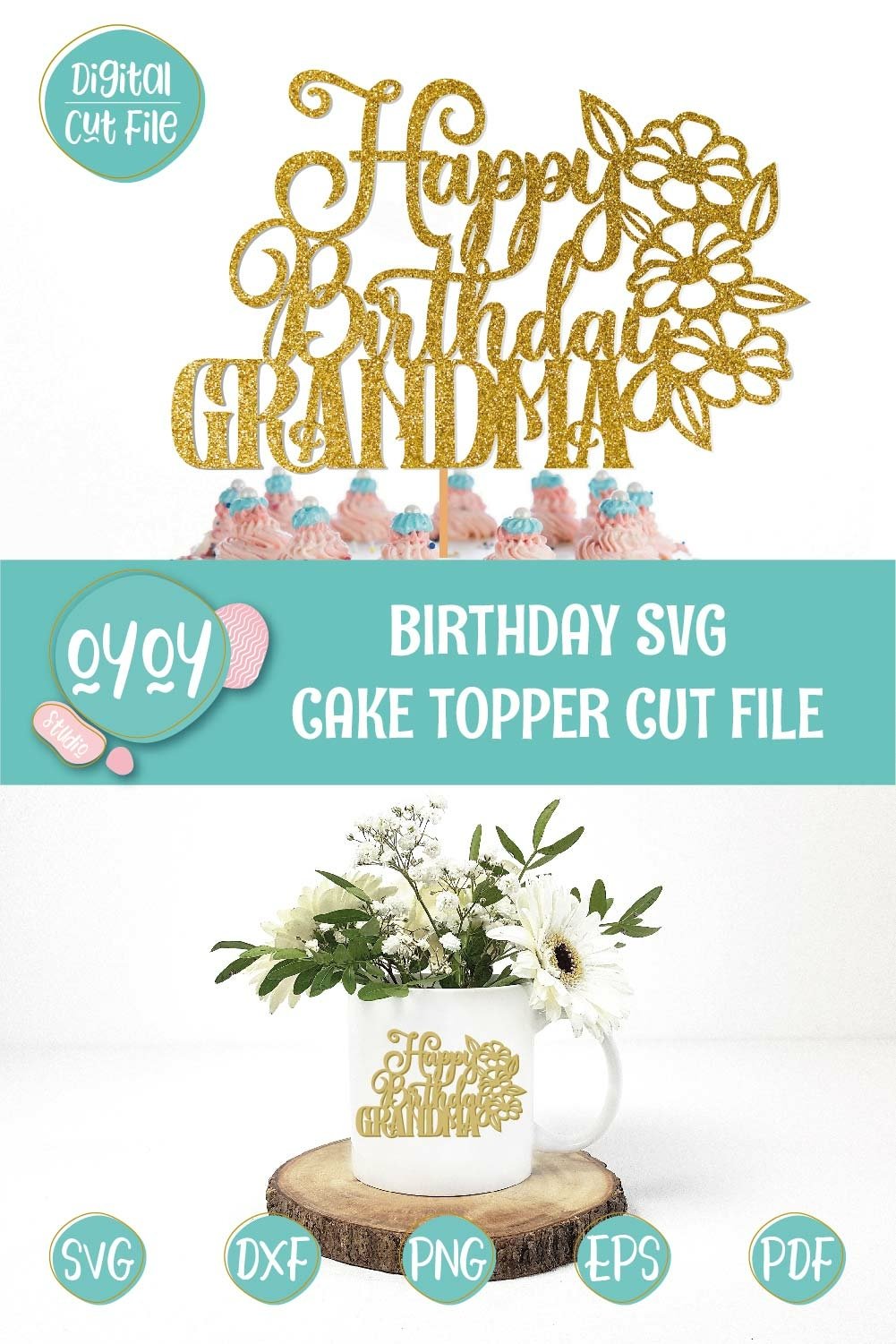 Happy Birthday Grandma Cake Topper SVG | Grandma's Birthday