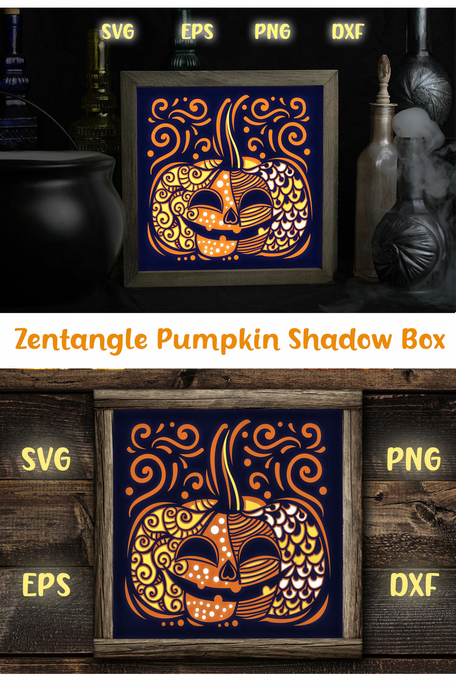 Zentangle Pumpkin Shadow Box