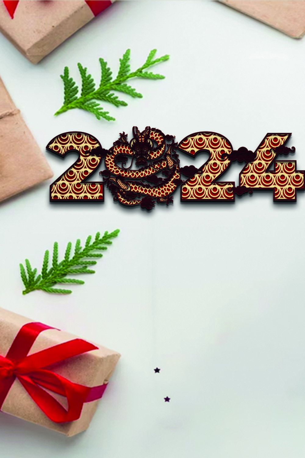 New Year 2024 Multilayer Cut Template, Home Wall Decoration