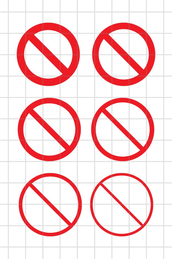 Set of prohibition signs of different thicknesses SVG Cut