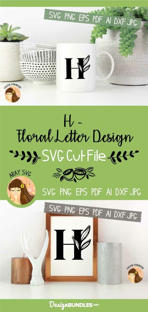 H - Floral Letter Design Svg