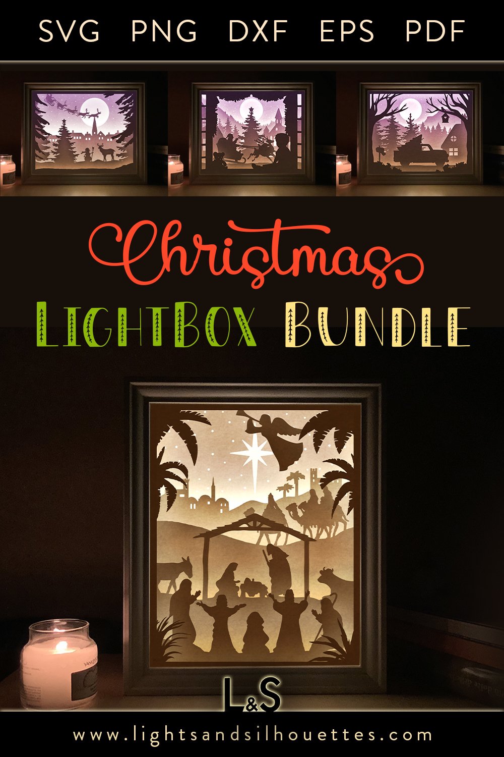 Christmas Light Box Templates | Shadow Box Bundle