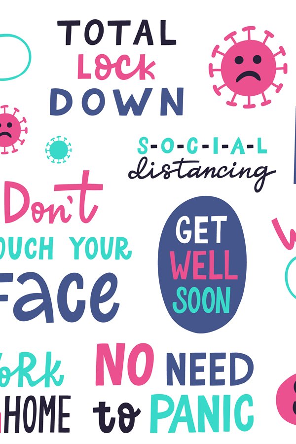 Coronavirus lettering. Covid-19 epidemic disease prevention