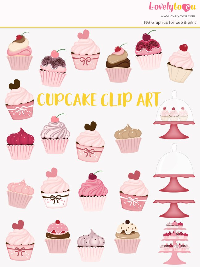 Cupcake bakery clipart set
