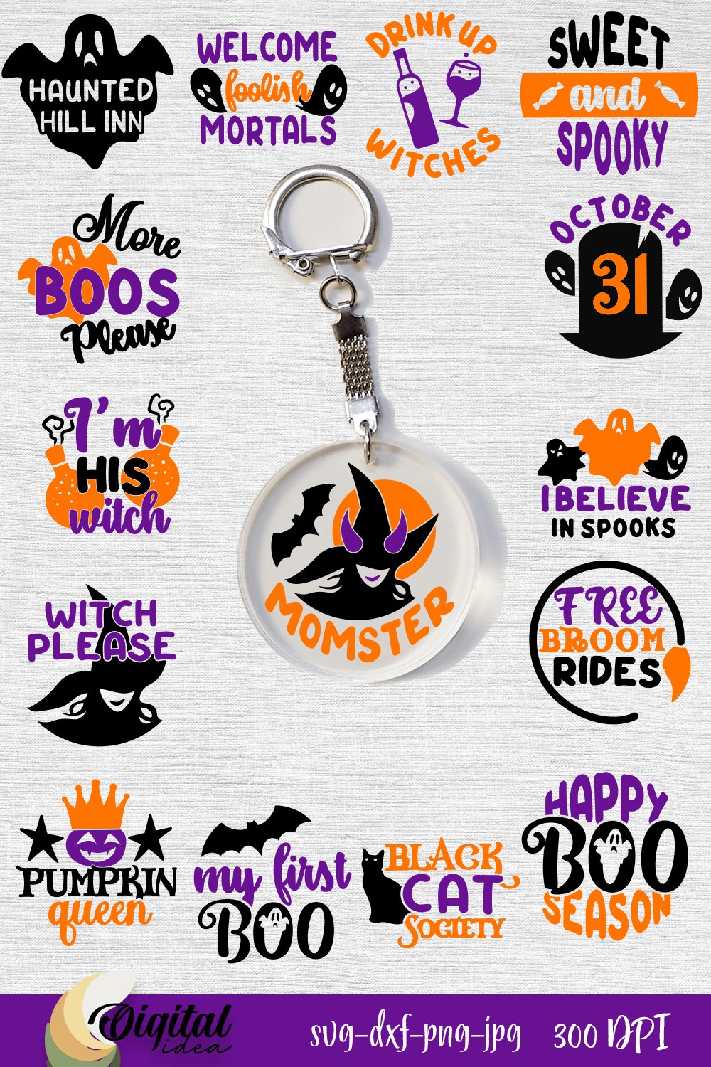 Halloween Keychains Bundles SVG. Halloween round SVG.