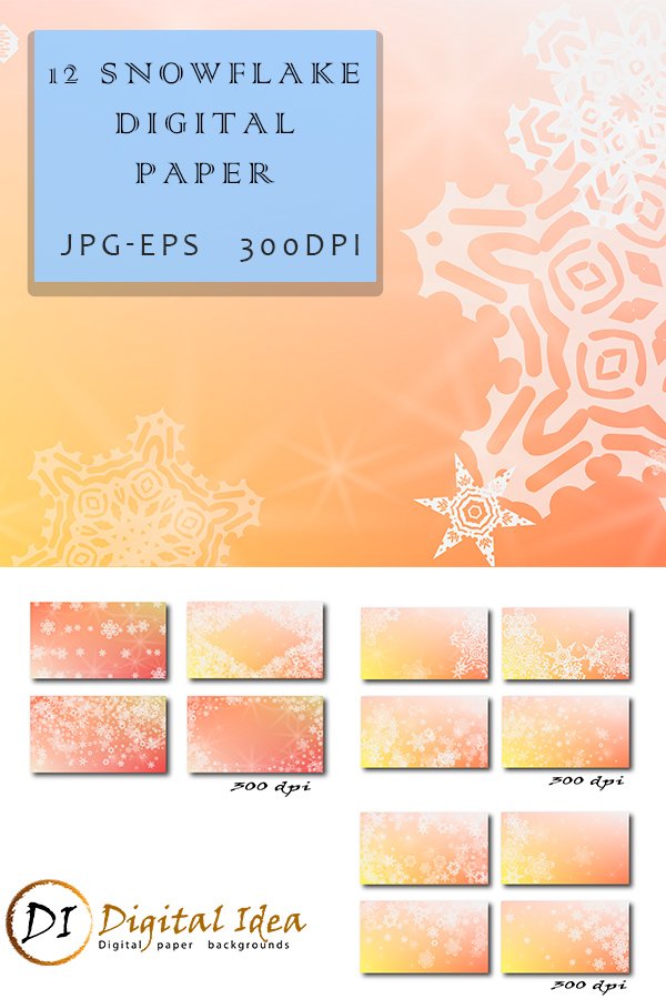 Christmas Backgrounds. 12 snowflake digital paper (1023972)