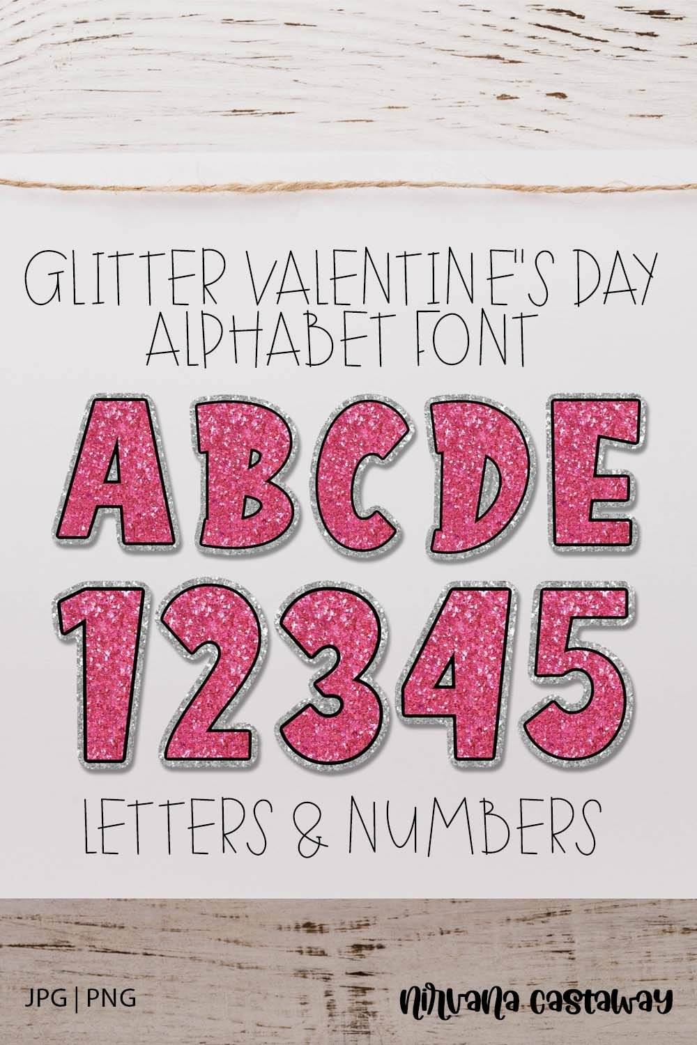 Pink Glitter Valentine's Letters and Numbers Alphabet Font