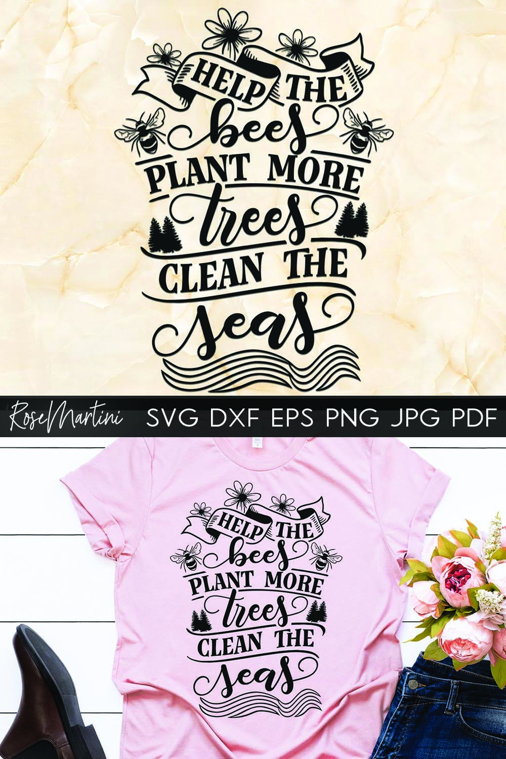 Help The Bees Plant More Trees Clean The Seas SVG Queen Bee
