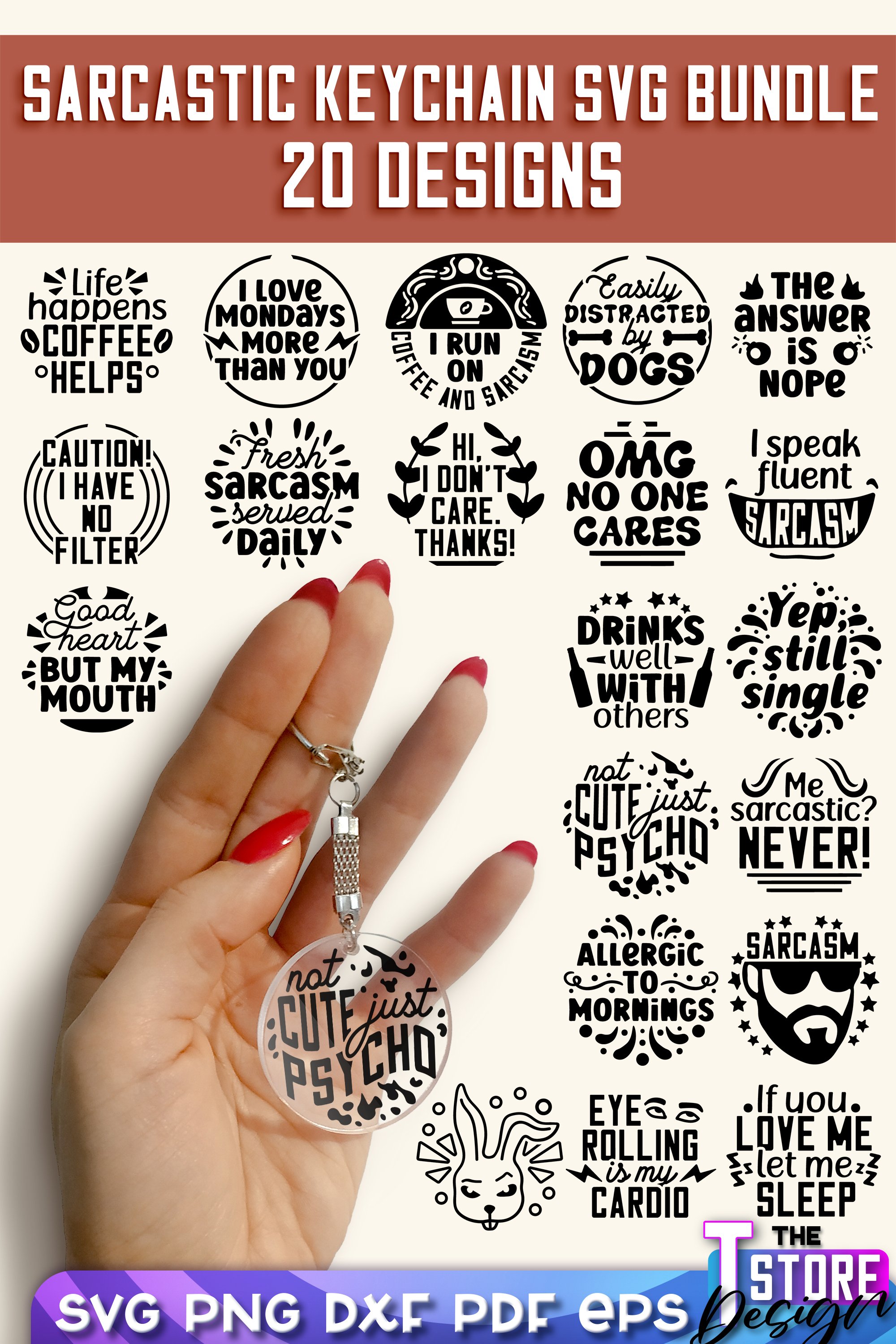 Sarcastic Keychain SVG Bundle | Sarcastic Quotes SVG |Round