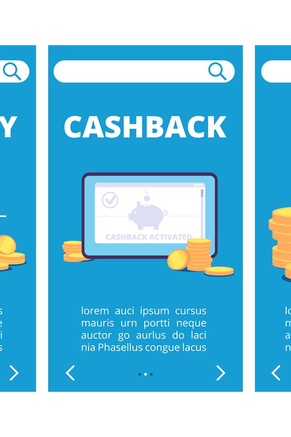 Save money mobile app pages. Banking and savings vector bann