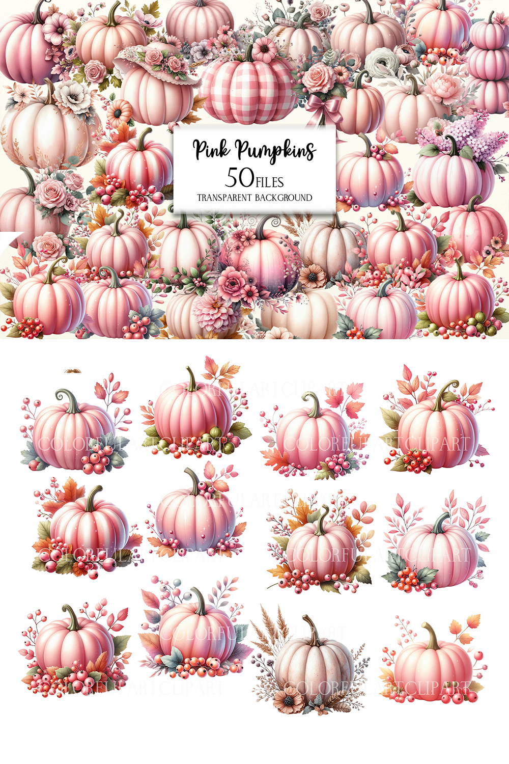 Pink Pumpkins Clipart, Pink Halloween PNG