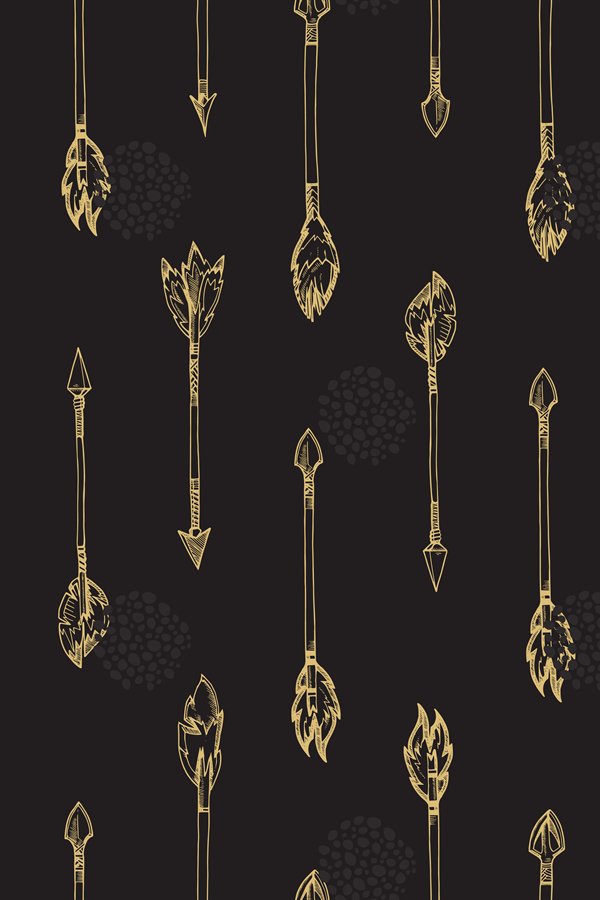 Gold arrows seamless pattern - doodle arrows