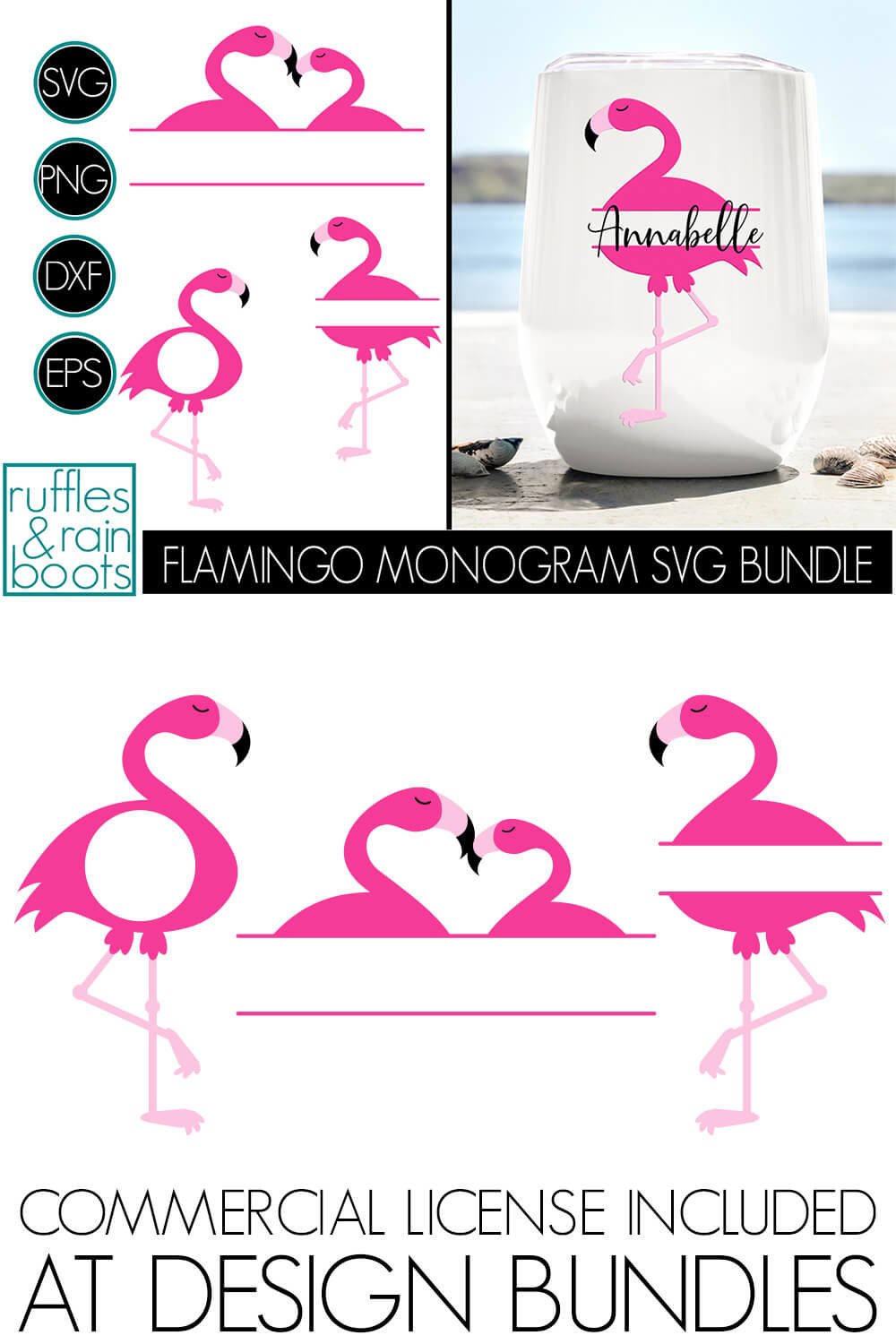 Flamingo SVG - Flamingo Monogram Cut File and (689644)