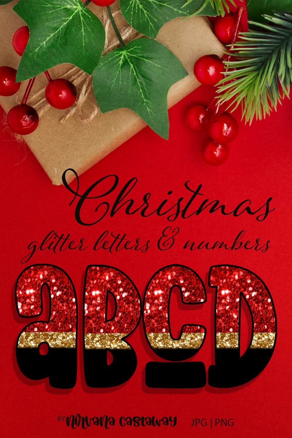 Christmas Glitter Letters and Numbers Alphabet
