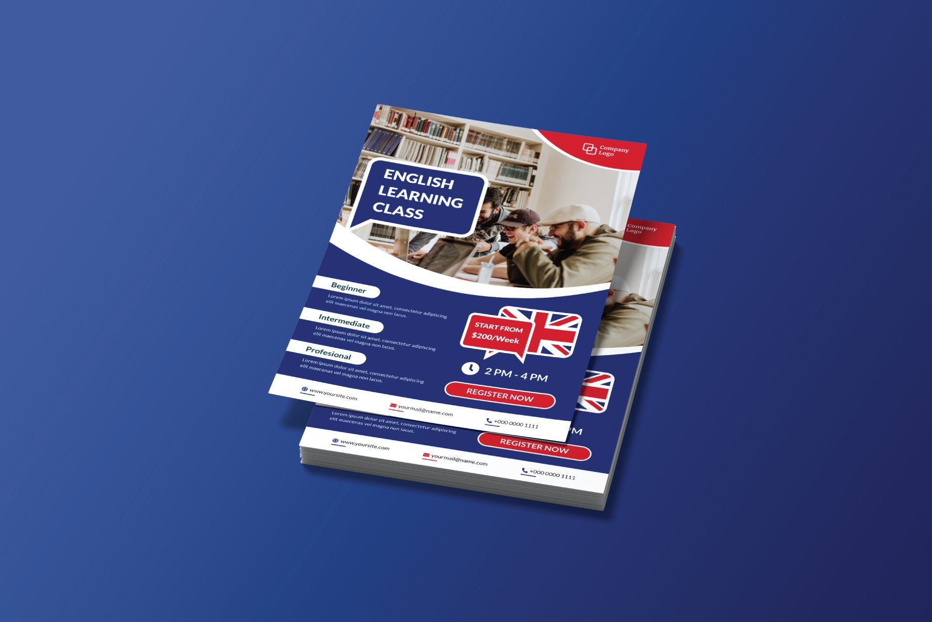 English Learning Class Flyer Template