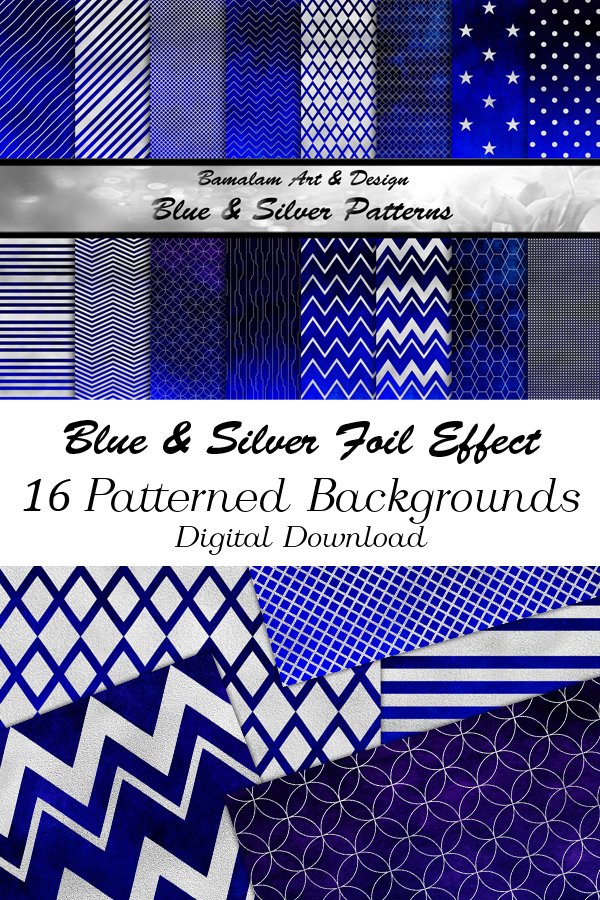 Navy Blue & Silver Patterns