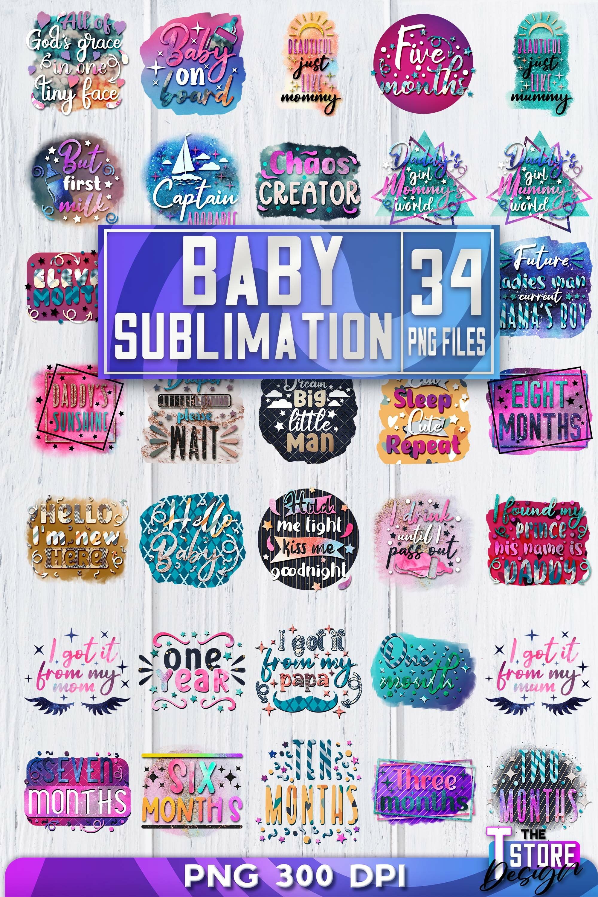 Baby Sublimation Bundle | Baby Quotes Design | PNG (2270041)