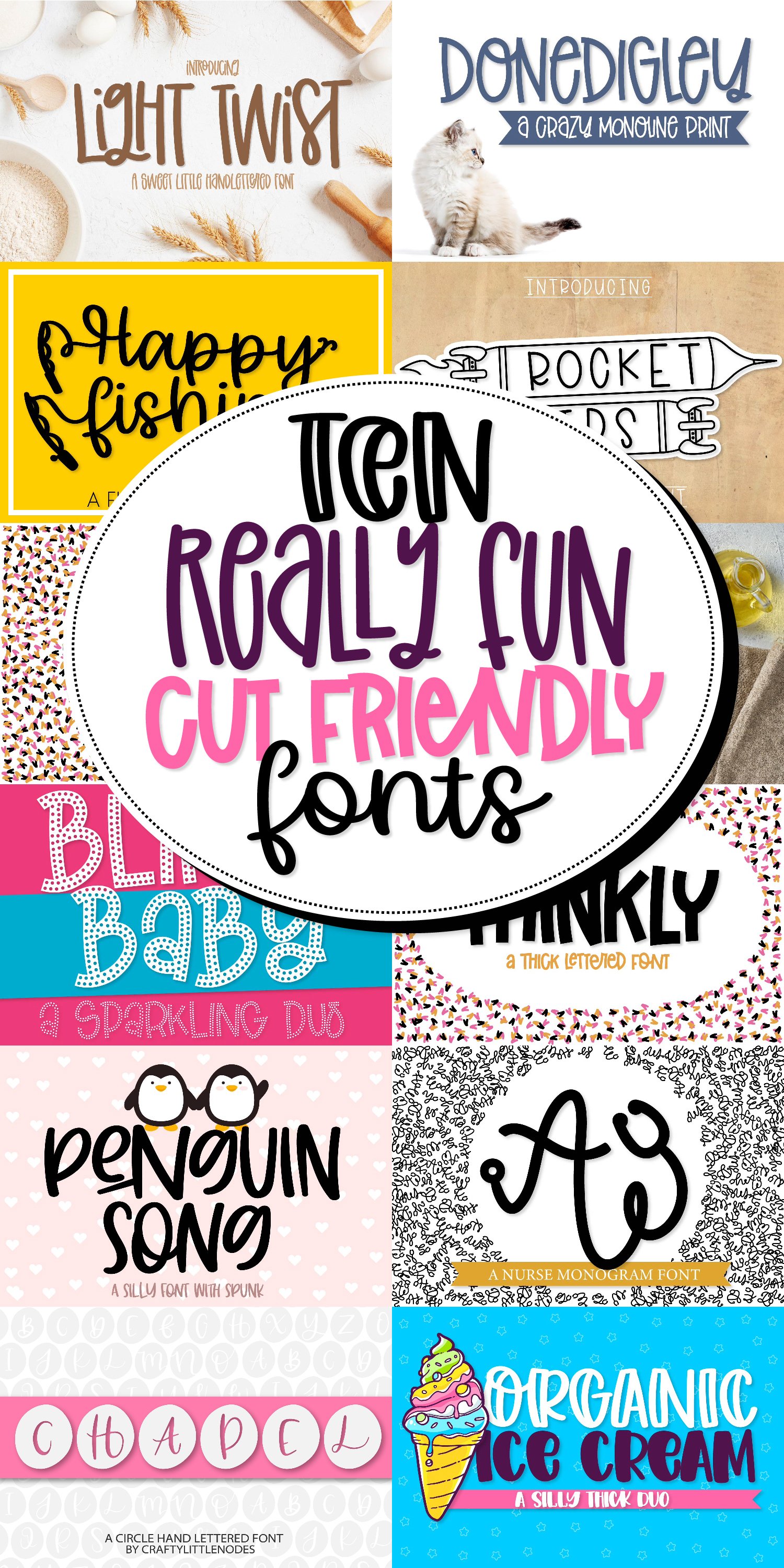 Ten Really Fun Cut Friendly Fonts - A Bundle! (563052)