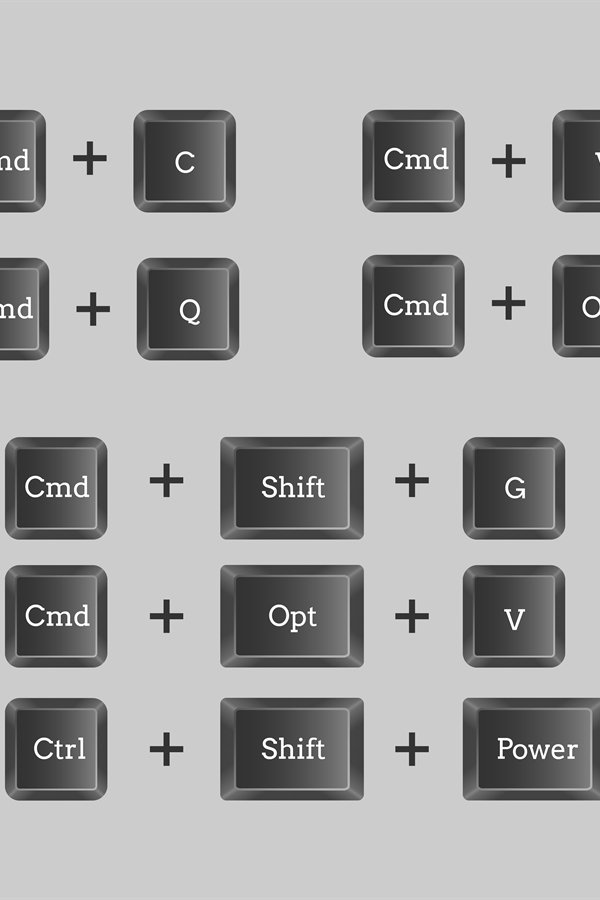 Computer keyboard shortcuts with vector buttons