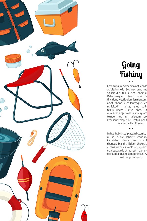 Vector background cartoon fishing equipment (843667)